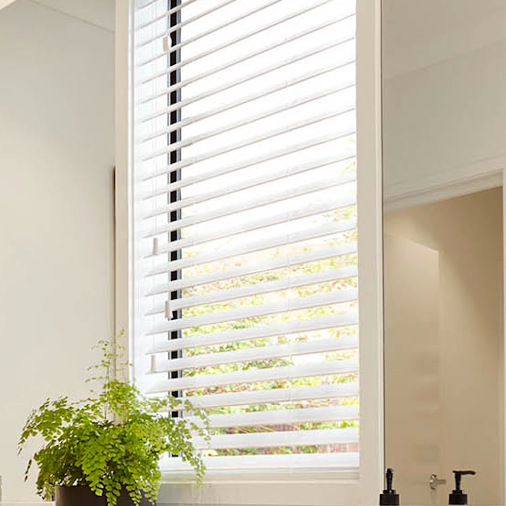 Timber Look Venetian Blind 63mm Slats Off White Cream