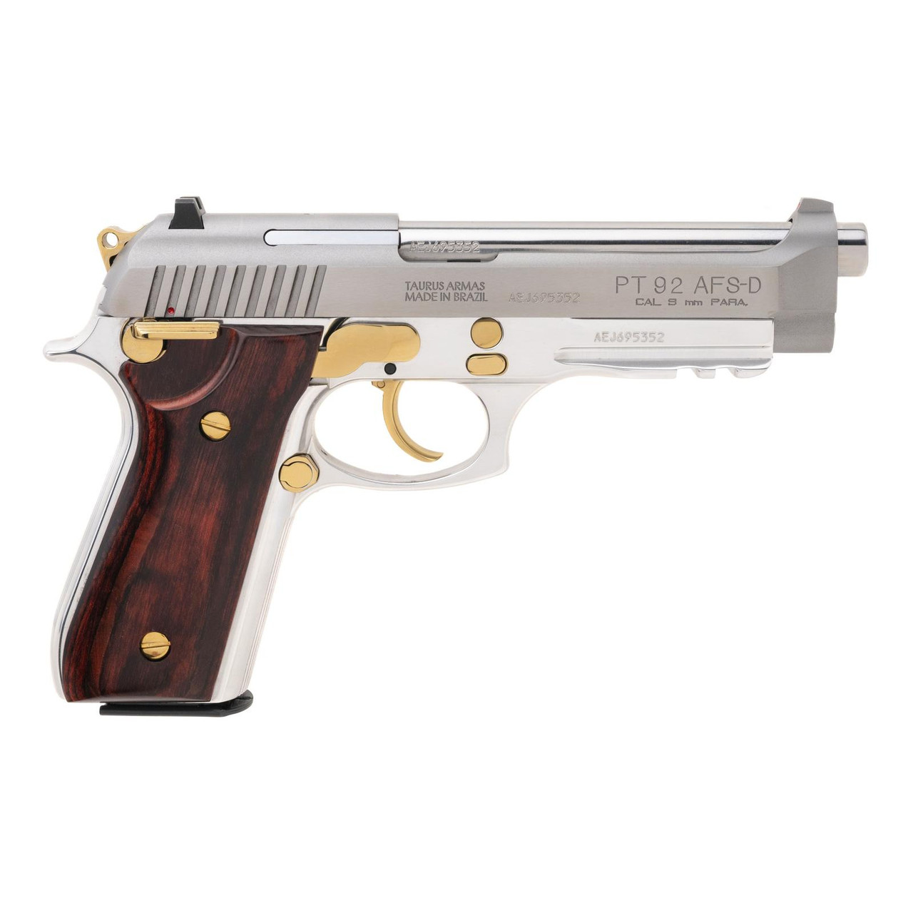 Taurus PT92 AFS-D Pistol 9mm Stainless Gold Accent 17 Rnd - Fin Feather ...