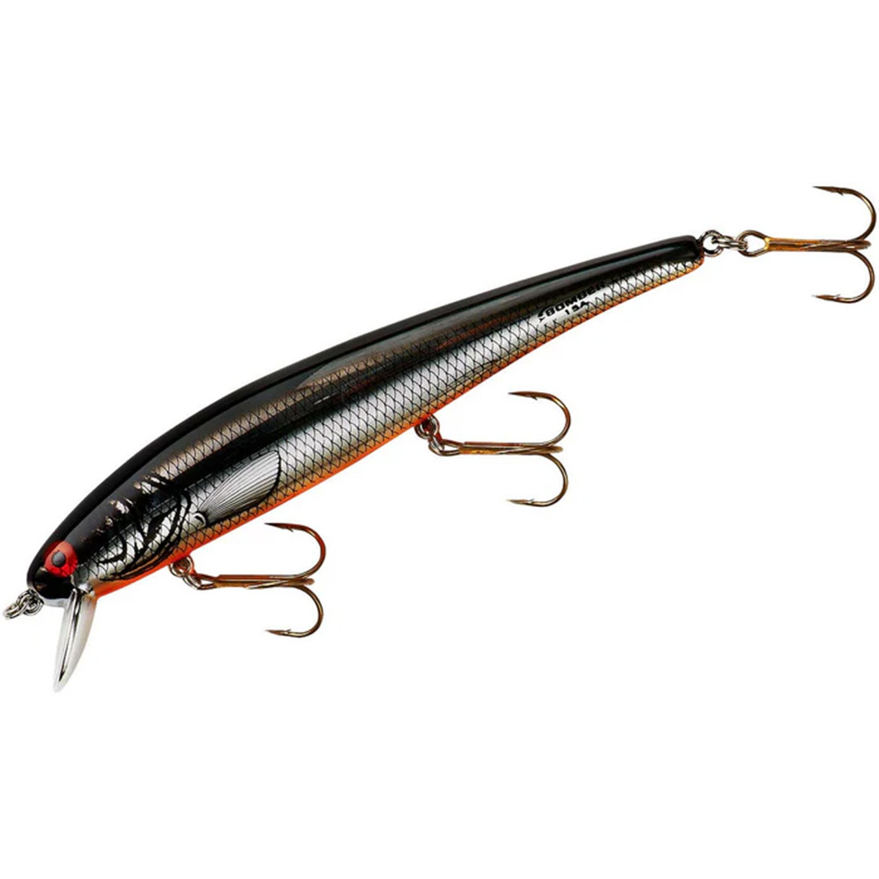Bomber B15 Long A 4 1/2 inch Suspending Jerkbait Silver Black/Orange ...