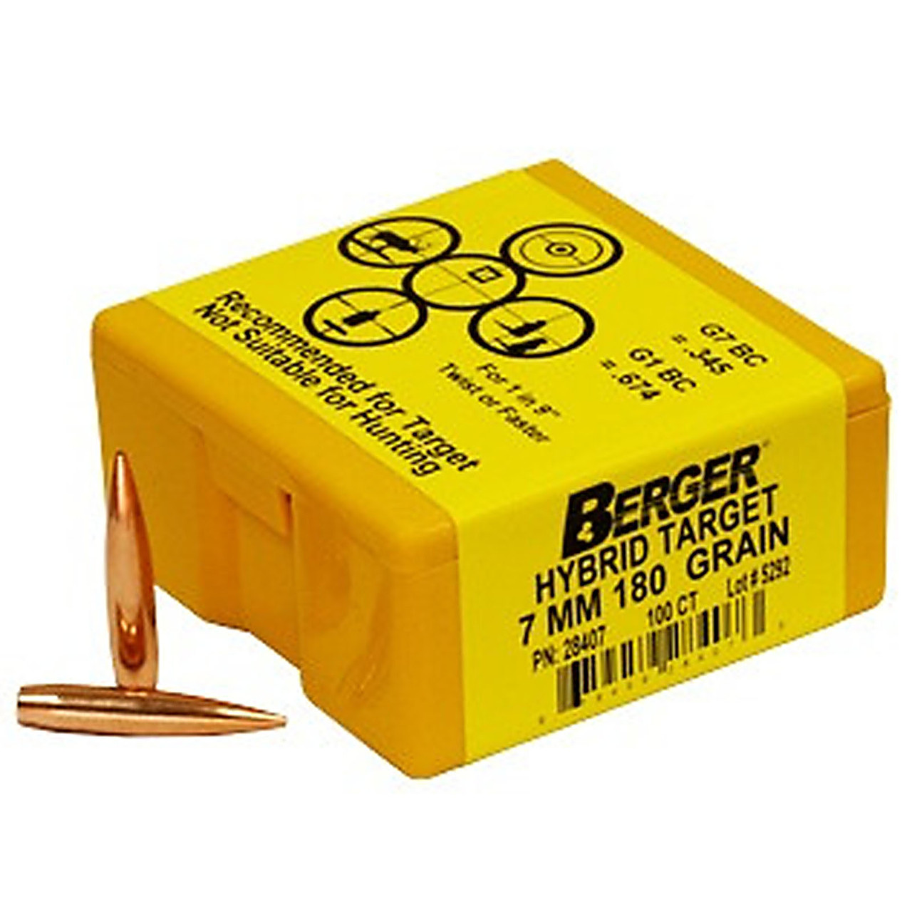 BERGER 28407 7MM 180GR HYBRID TARGET 100 CT. - Fin Feather Fur Outfitters