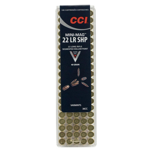CCI 36CC: CCI Mini Mag .22 LR 40gr Segmented Ammo 100 Rounds - Fin ... CCI 36CC: CCI Mini Mag .22 LR 40gr Segmented Ammo 100 Rounds - Fin ...