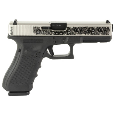 Glock 17 Gen4 Engraved Stainless Steel 9MM 4.49" Barrel 17-Rnd - Fin ...