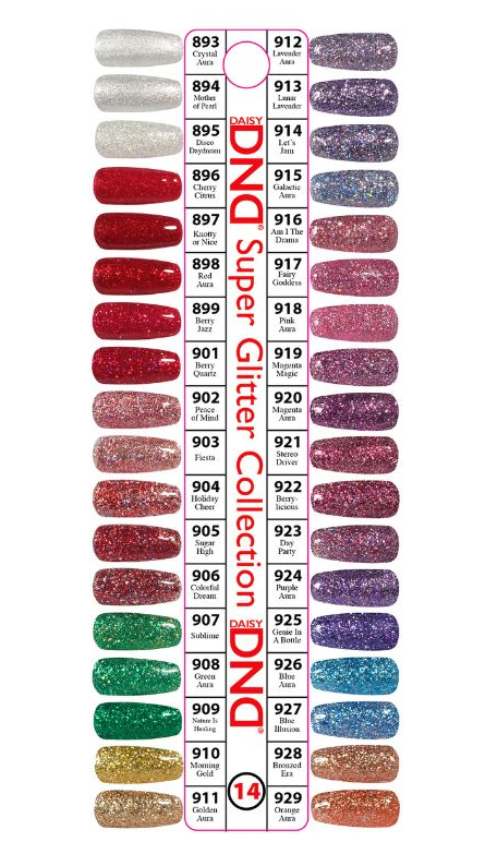 DND Gel duo (chart #14) SUPER GLITTER COLLECTION - Diamond Nail Supply, LLC