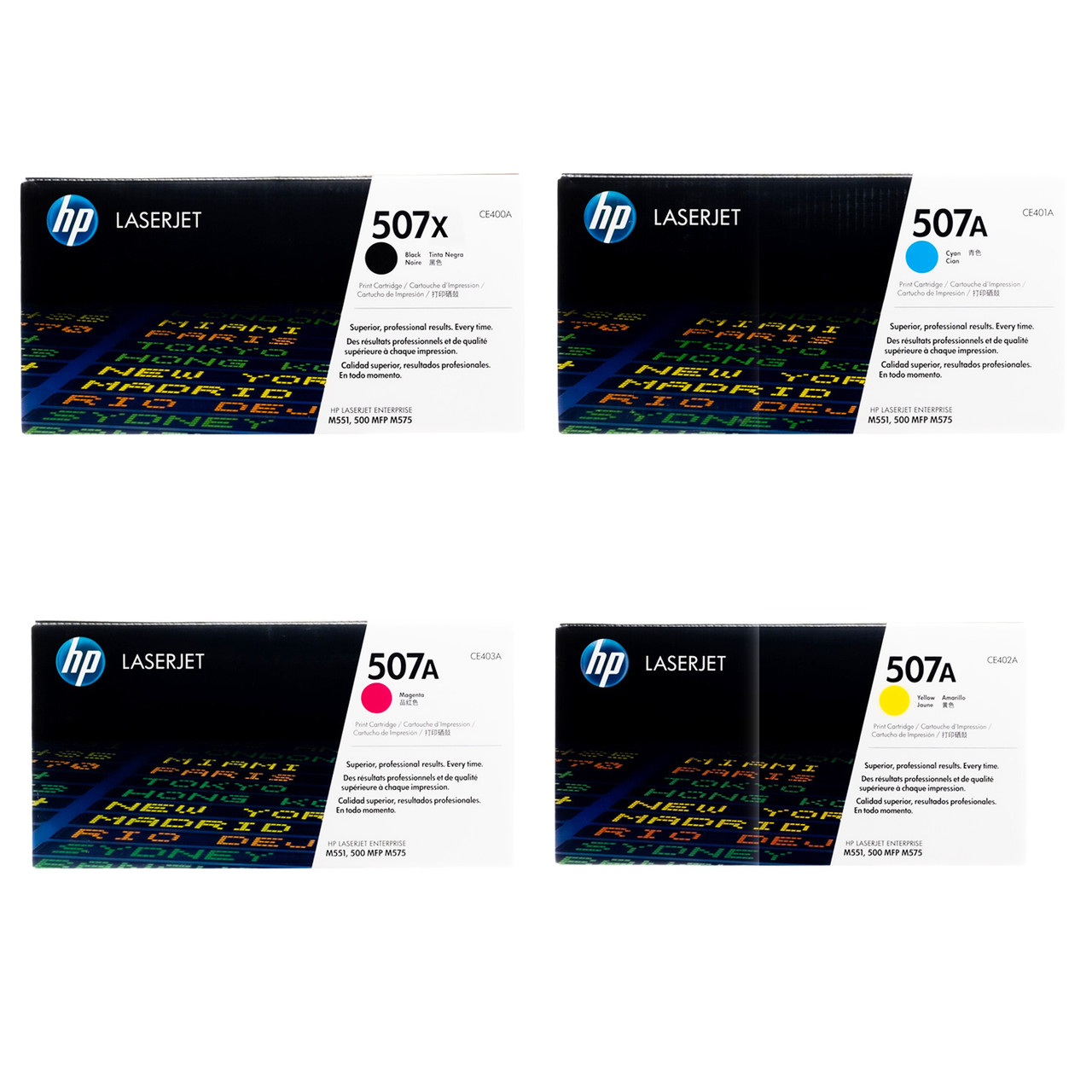 HP 507X 507A Set | 4-Pack Original Toner Combo | All Four Colors ...