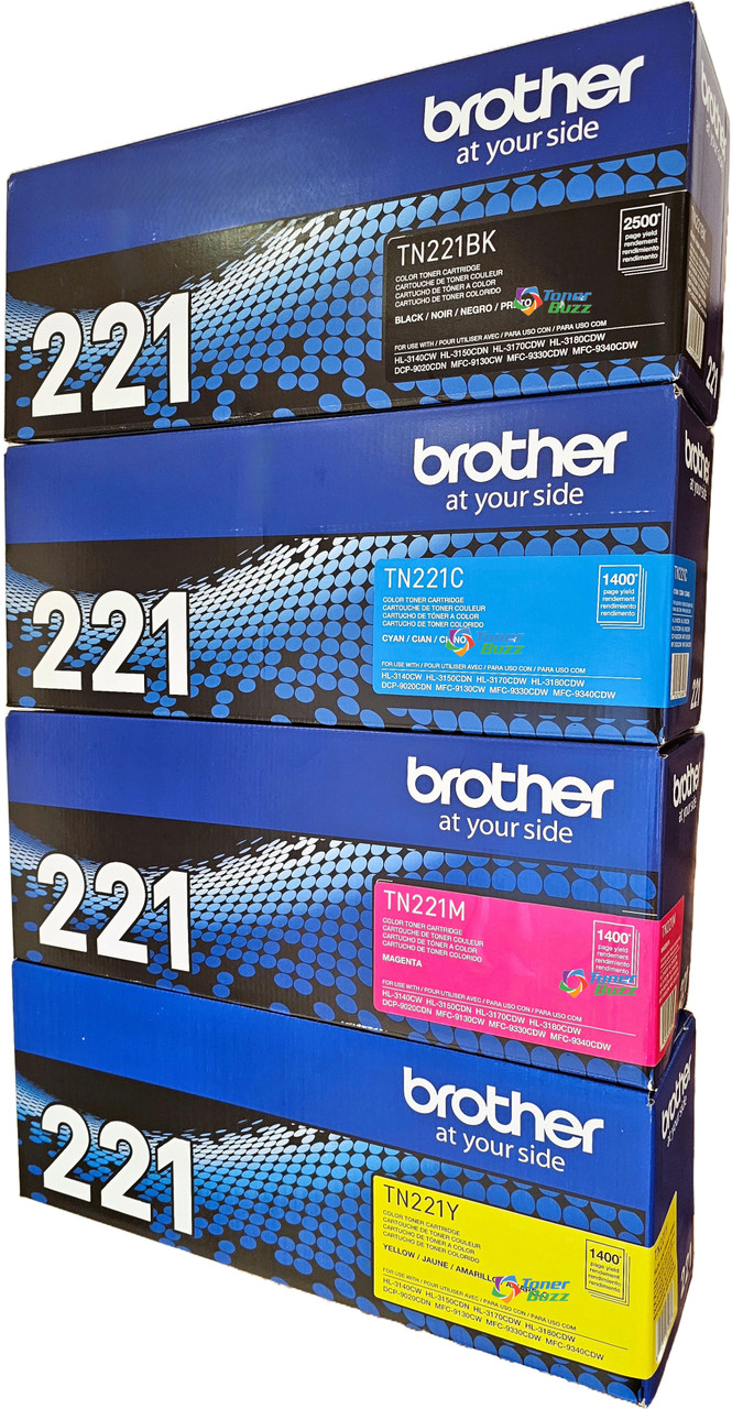 Brother TN-221 Set | 4-Pack Original Toner Combo | 4 Colors - Toner Buzz