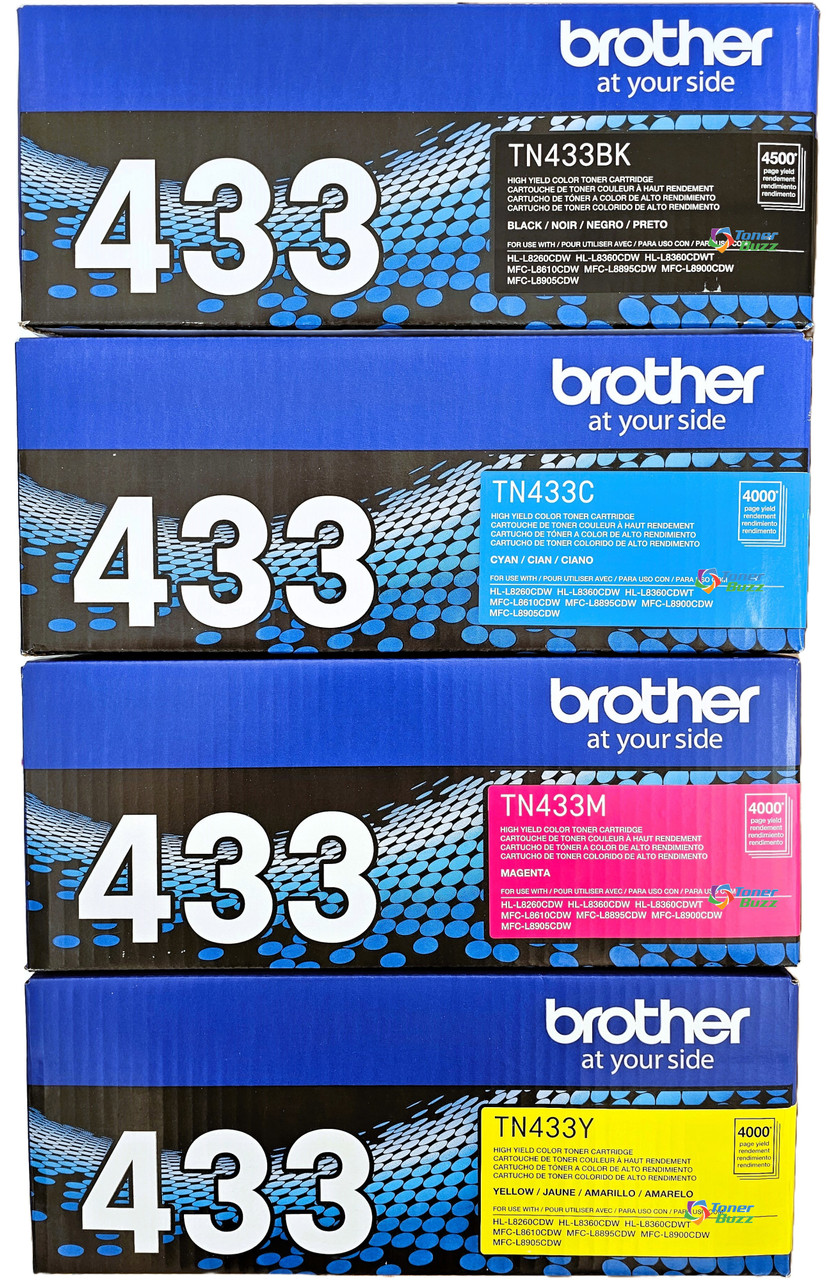 Brother TN-433 Set | 4-Pack Original Toner Combo | 4 Colors - Toner Buzz