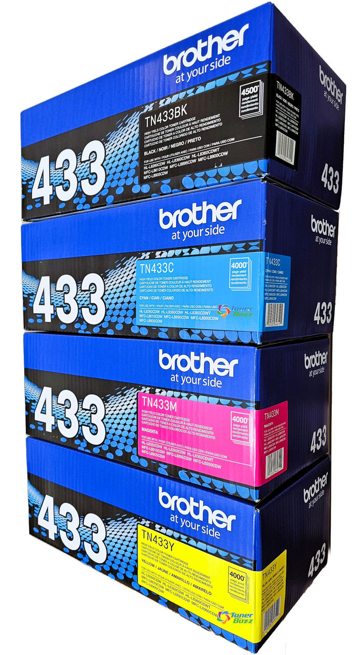 Brother TN-433 Set | 4-Pack Original Toner Combo | 4 Colors - Toner Buzz