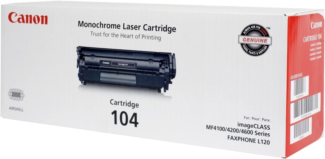 Canon 104 Original Black Toner Cartridge (0263B001AA) - Toner Buzz