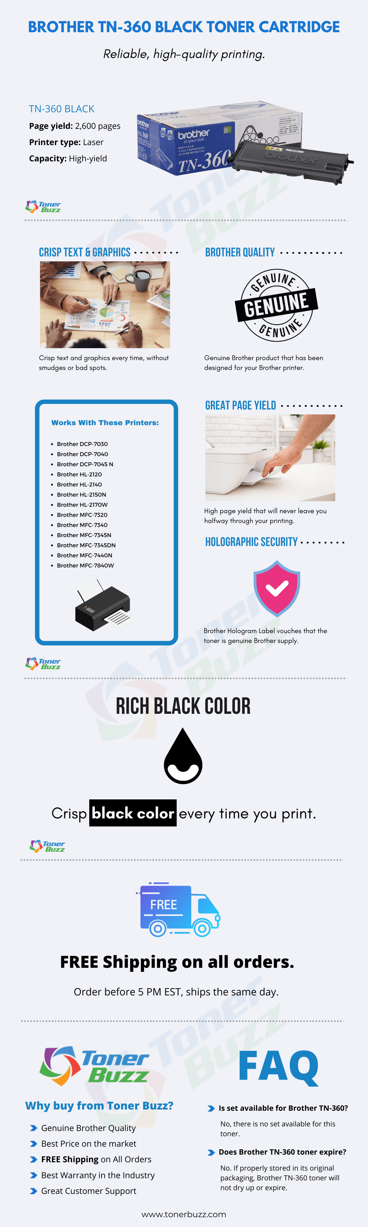 TN360 | Original Brother High-Yield Toner Cartridge - Black - Toner Buzz