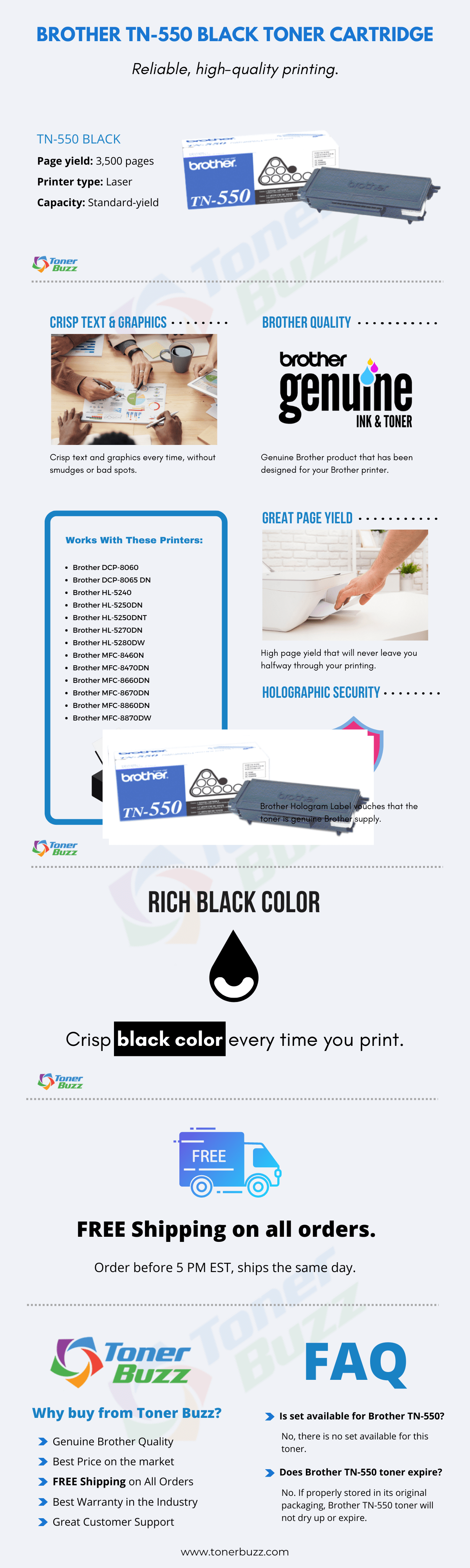 TN-550 | Original Brother Laser Toner Cartridge - Black - Toner Buzz