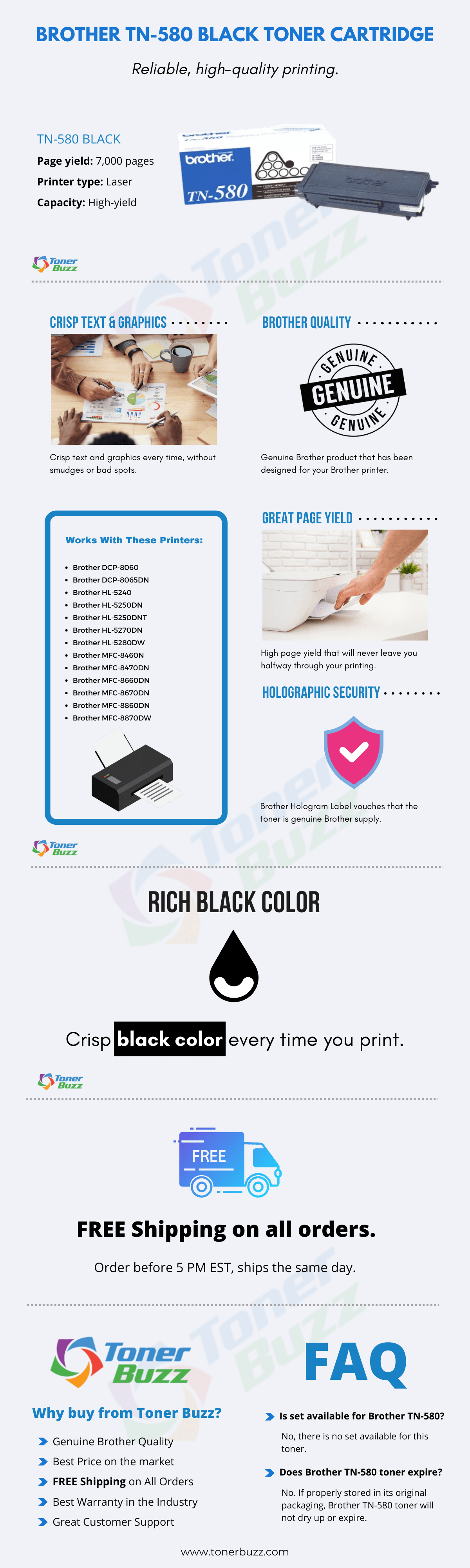 TN580 | Original Brother High-Yield Toner Cartridge - Black - Toner Buzz