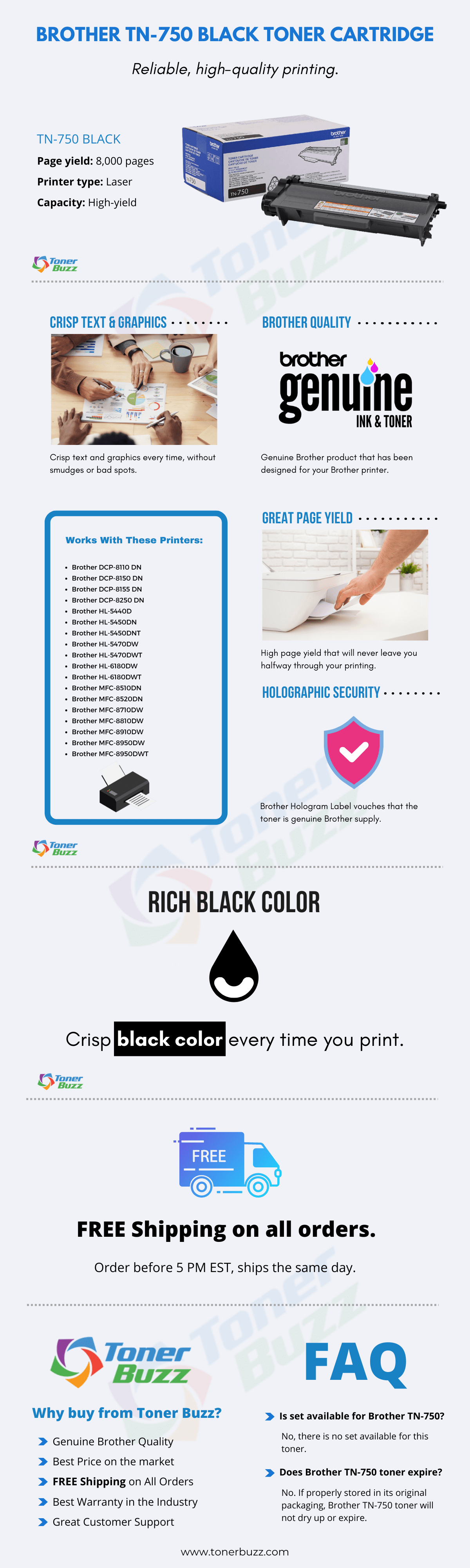 TN750 | Original Brother High-Yield Toner Cartridge - Black - Toner Buzz