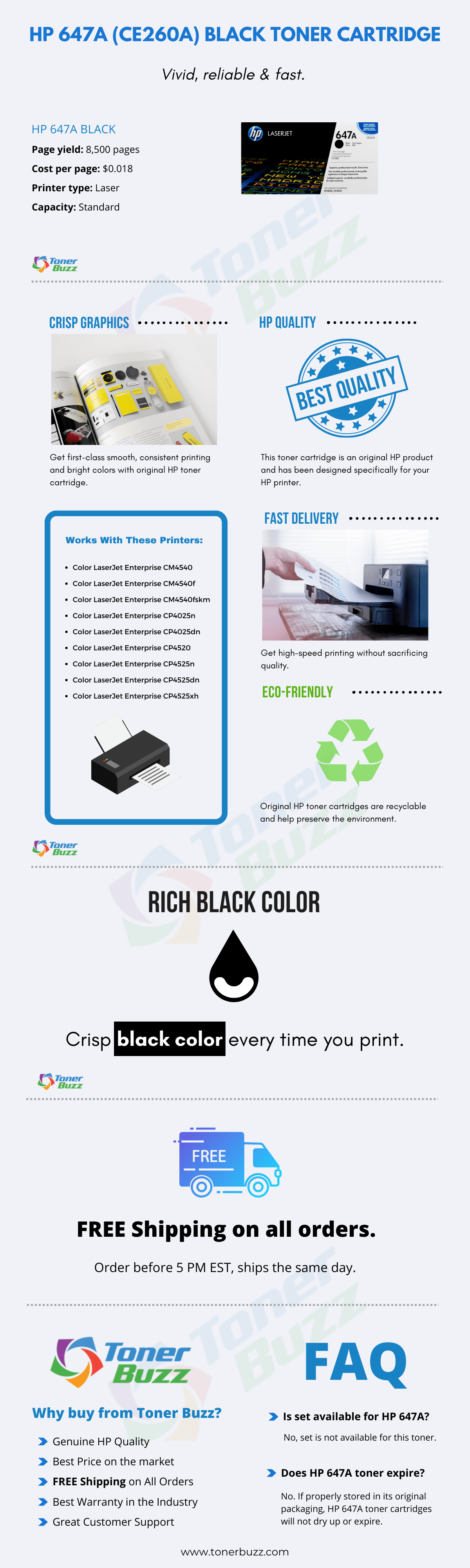 CE260A | HP 647A | Original HP Toner Cartridge – Black - Toner Buzz