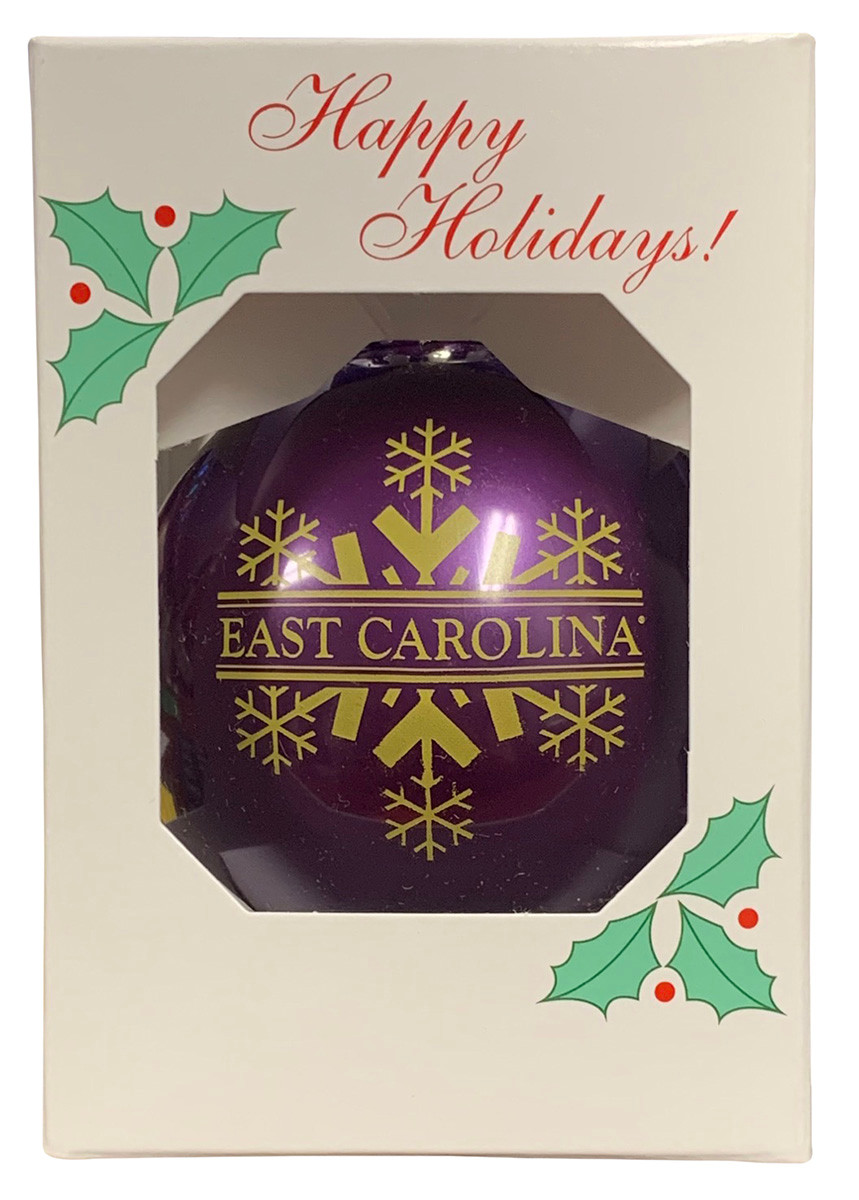 Purple Ornament w/ Gold East Carolina Snowflake - University Book Exchange