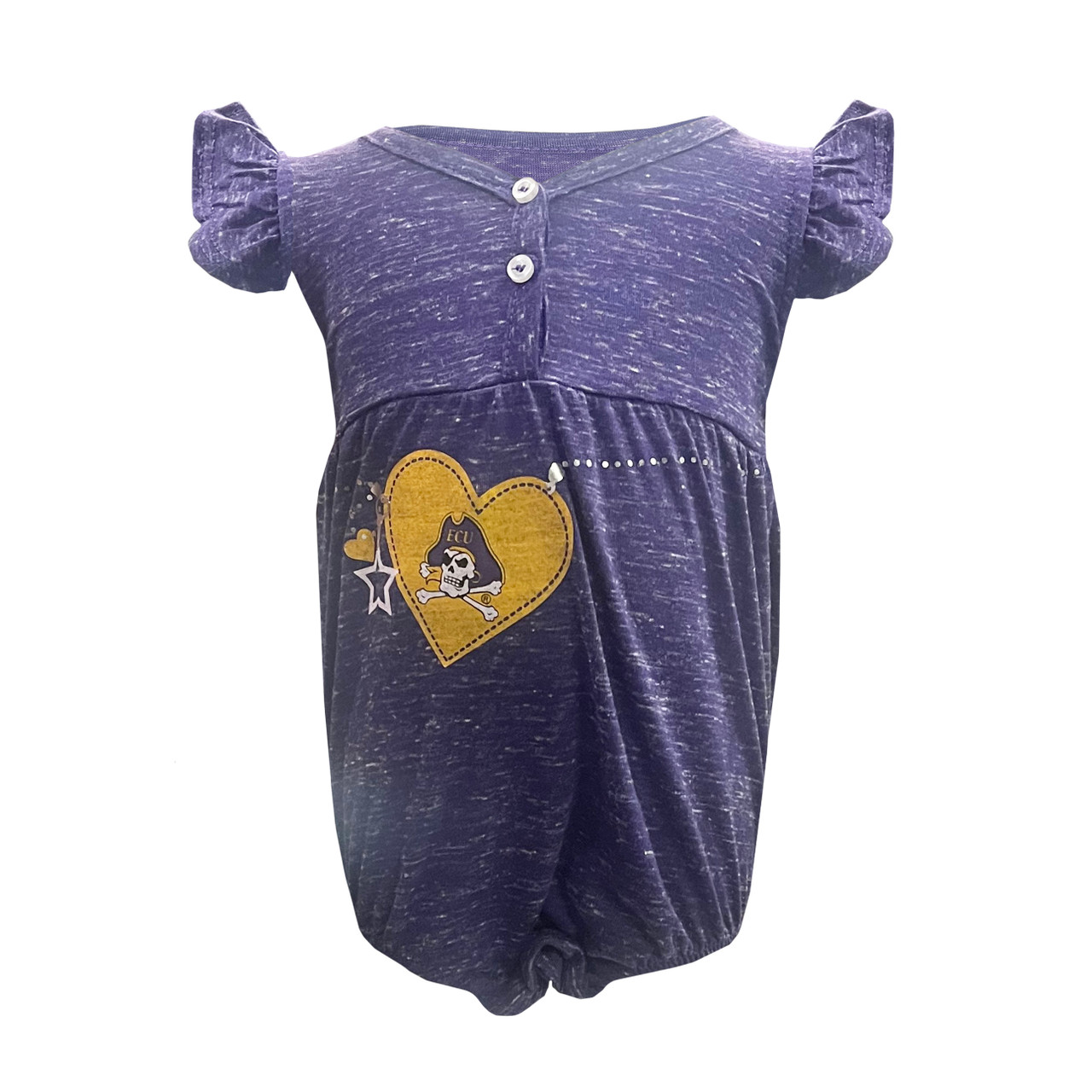 Purple Henley Heart Jolly Roger Onesie - University Book Exchange