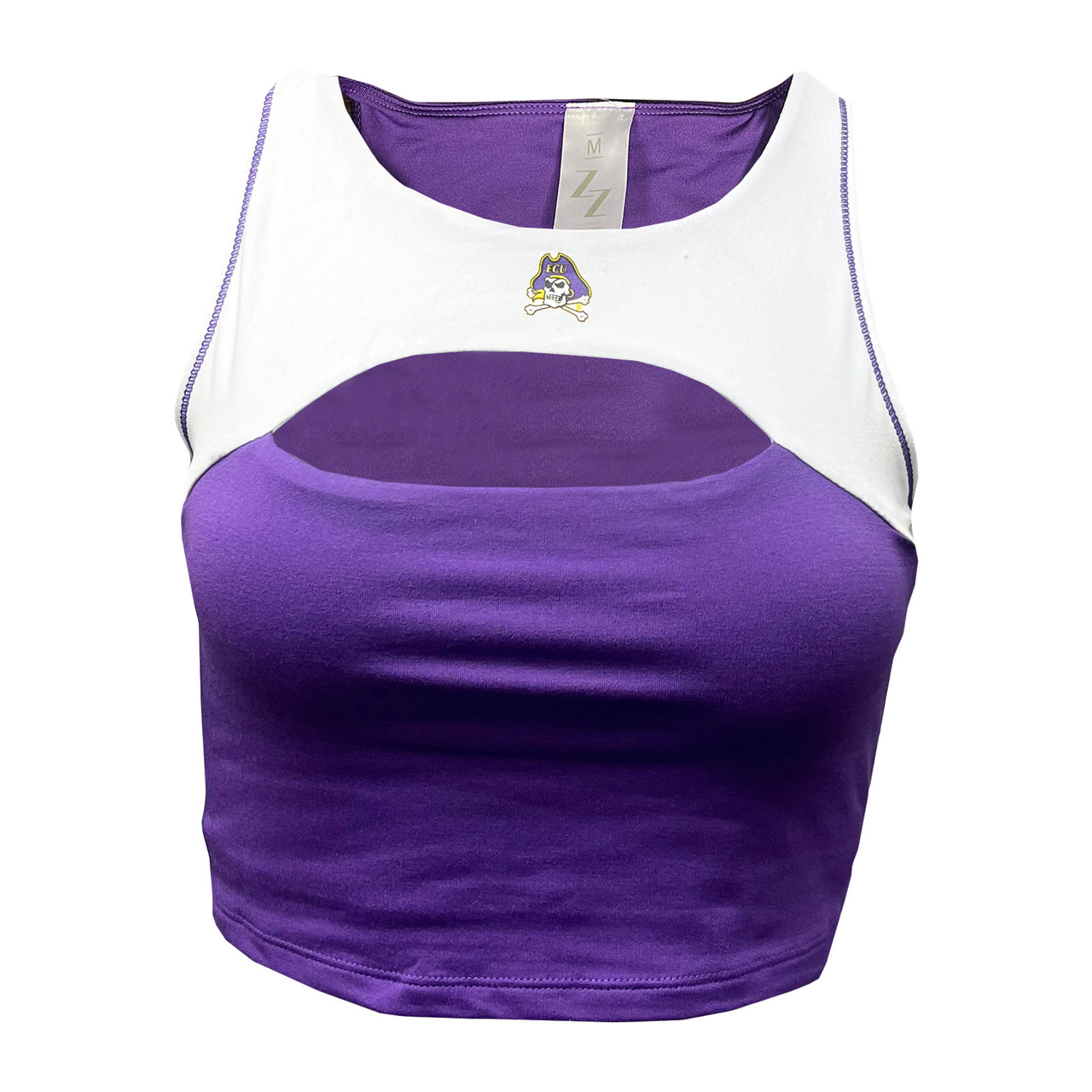 Purple and White Color Block Sports Bra with Jolly Roger - University ...