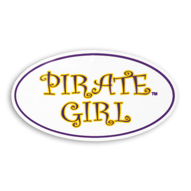 White Oval Pirate Girl Sticker - University Book Exchange