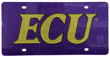 Lilac Glitter License Plate w/ ECU - University Book Exchange