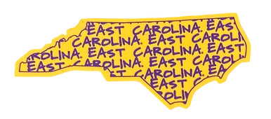 Yellow North Carolina w/ Repeating East Carolina 3.5in Decal ...