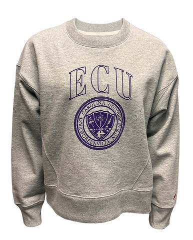 Grey Oversized Box Sweatshirt w/ ECU Seal - University Book Exchange