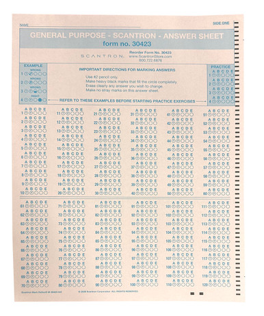 Blue Full Sheet Scantron - University Book Exchange