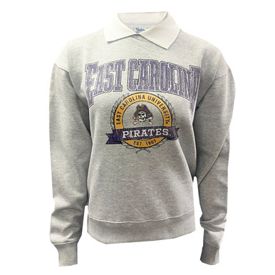 Ladies Grey Collared ECU Fleece Crew with Jolly Roger - University Book ...