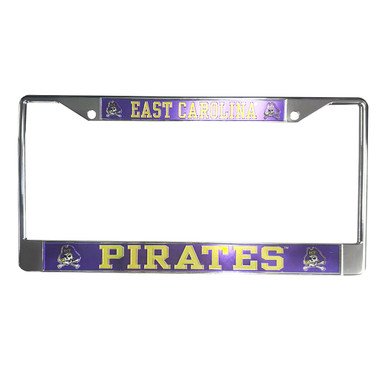 Chrome with Purple and Gold East Carolina Pirates License Plate Frame ...