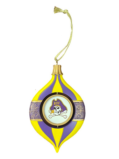 Purple and Gold Spinning Jolly Roger Teardrop Ornament - University ...