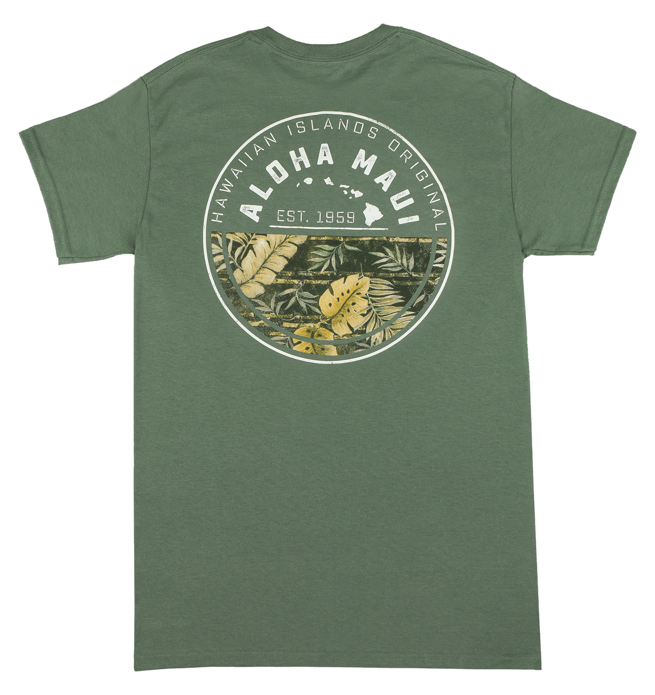 Crew Neck Tee - MAUI Tropic: White
