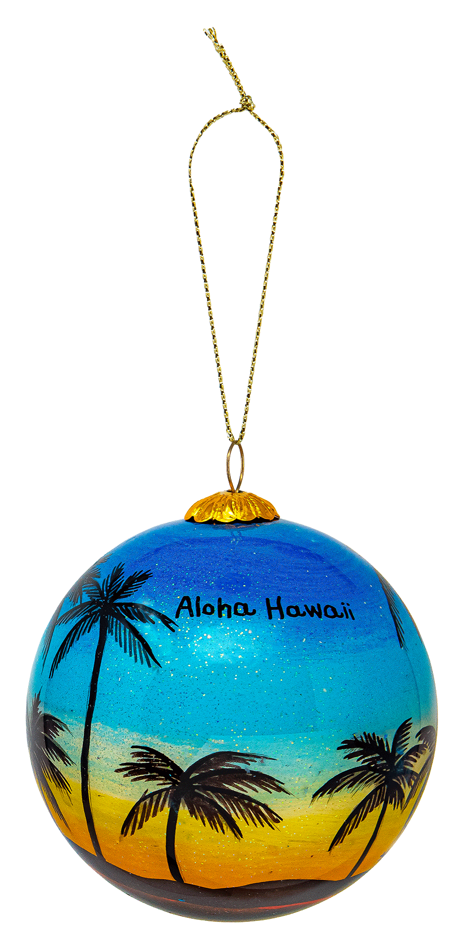 Hand Painted Glass Globe Christmas Ornament: Sunset Aloha