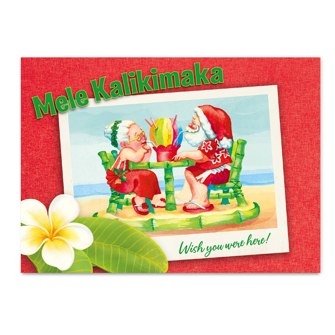 Mele Kalikimaka Cards Pack of 12: Shave Ice Lovebirds