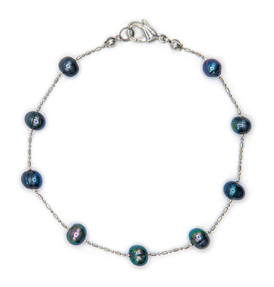 Floating Freshwater Pearl Anklet: Black