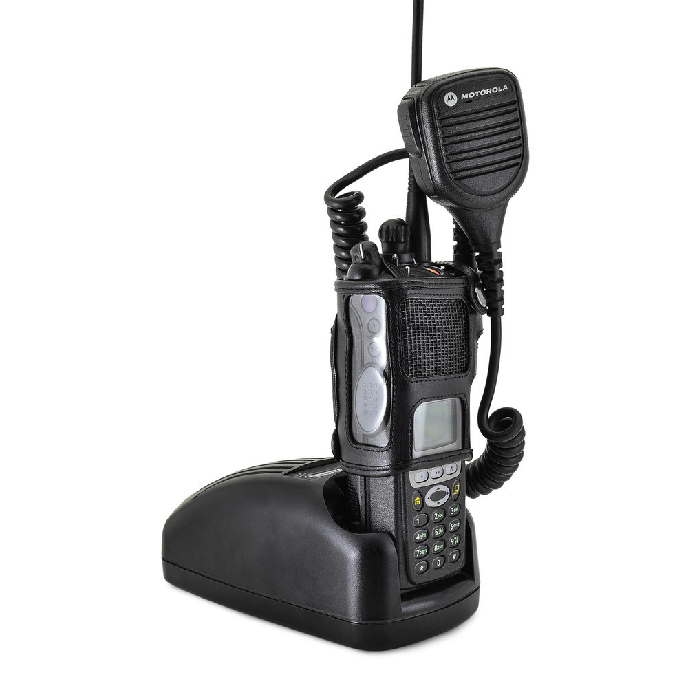 Motorola XTS 3500 2 Way Radio D Rings Holder Black Leather