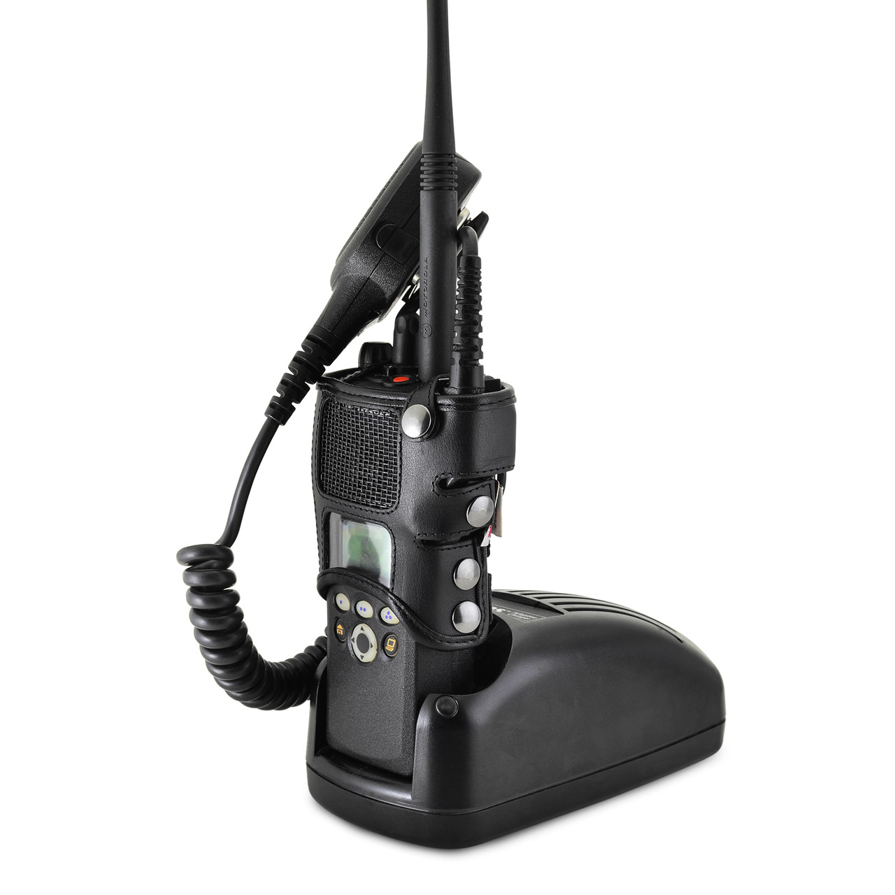 Motorola XTS 1500 2 Way Radio D Rings Holder Black Leather