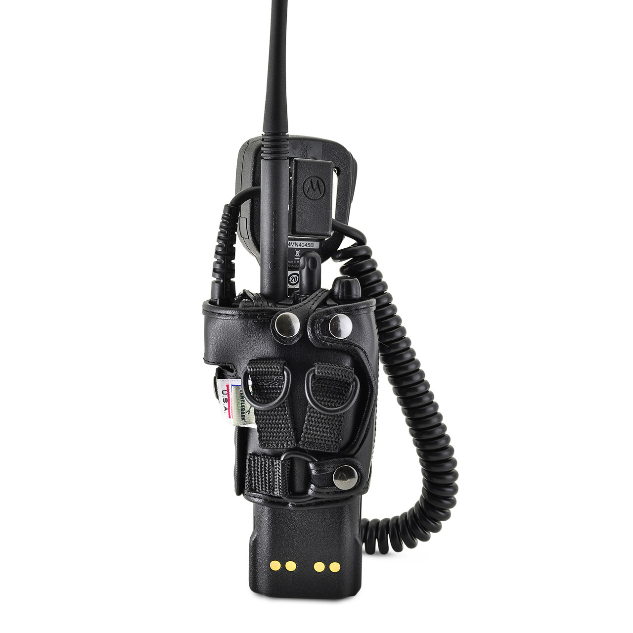 Motorola XTS 1500 2 Way Radio D Rings Holder Black Leather