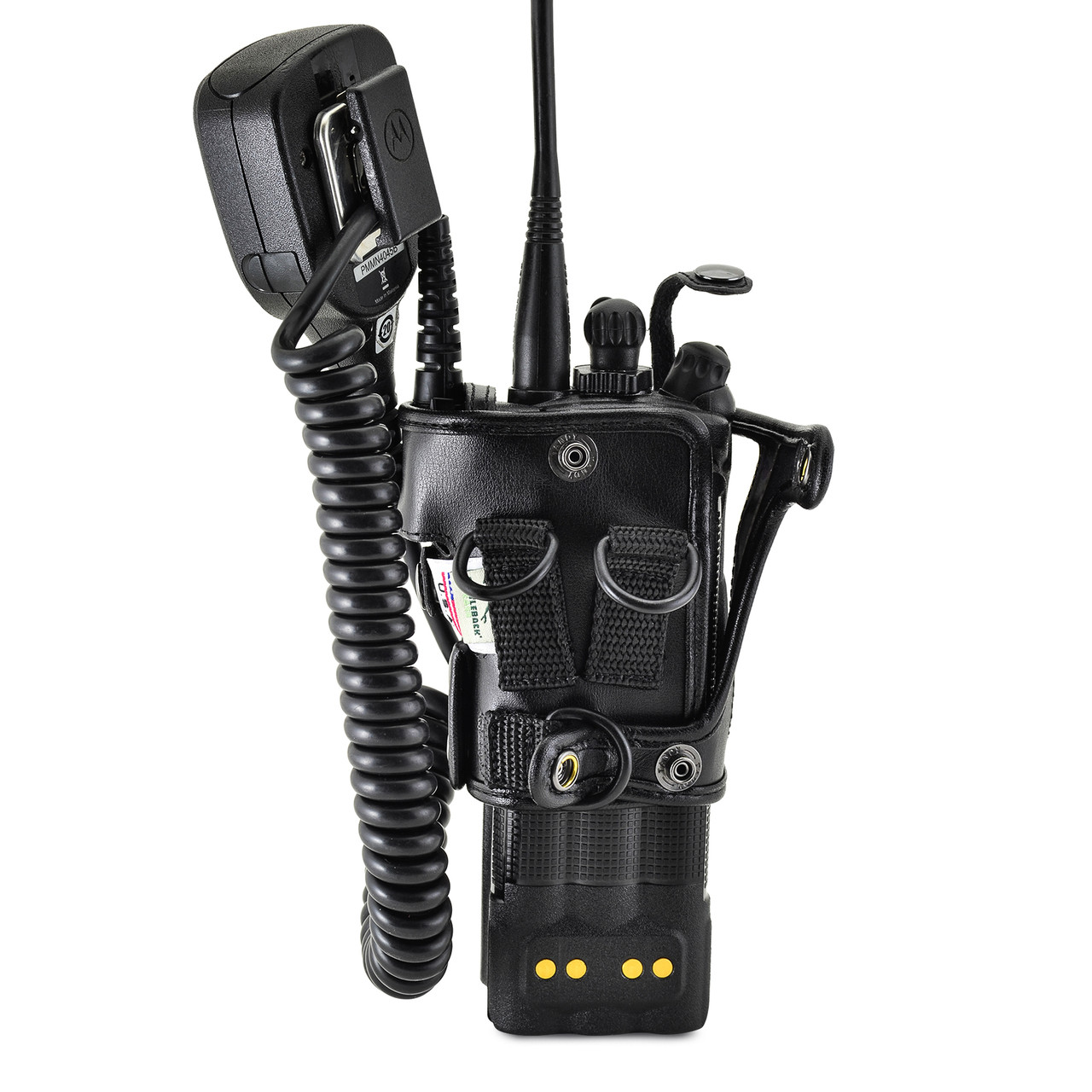 Motorola XTS 3500 2 Way Radio D Rings Holder Black Leather