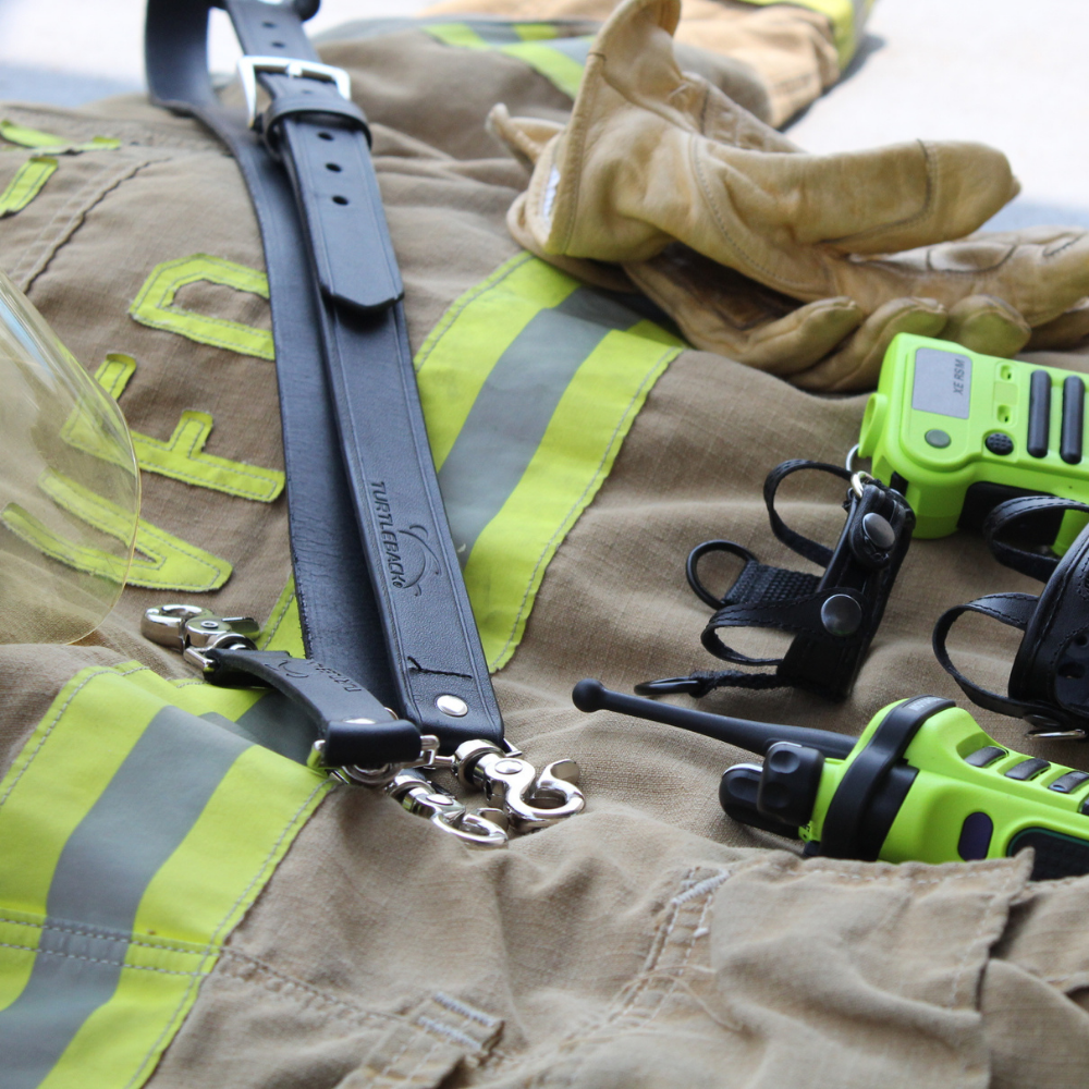 Radio Shoulder Strap Turtleback FF EMS EMT Black Leather Adj with Sway ...