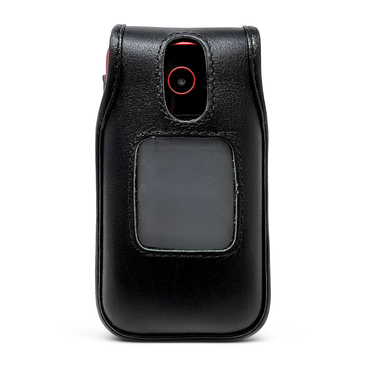 Consumer Cellular Verve Snap Fitted Case Black Leather with Ratcheting ...