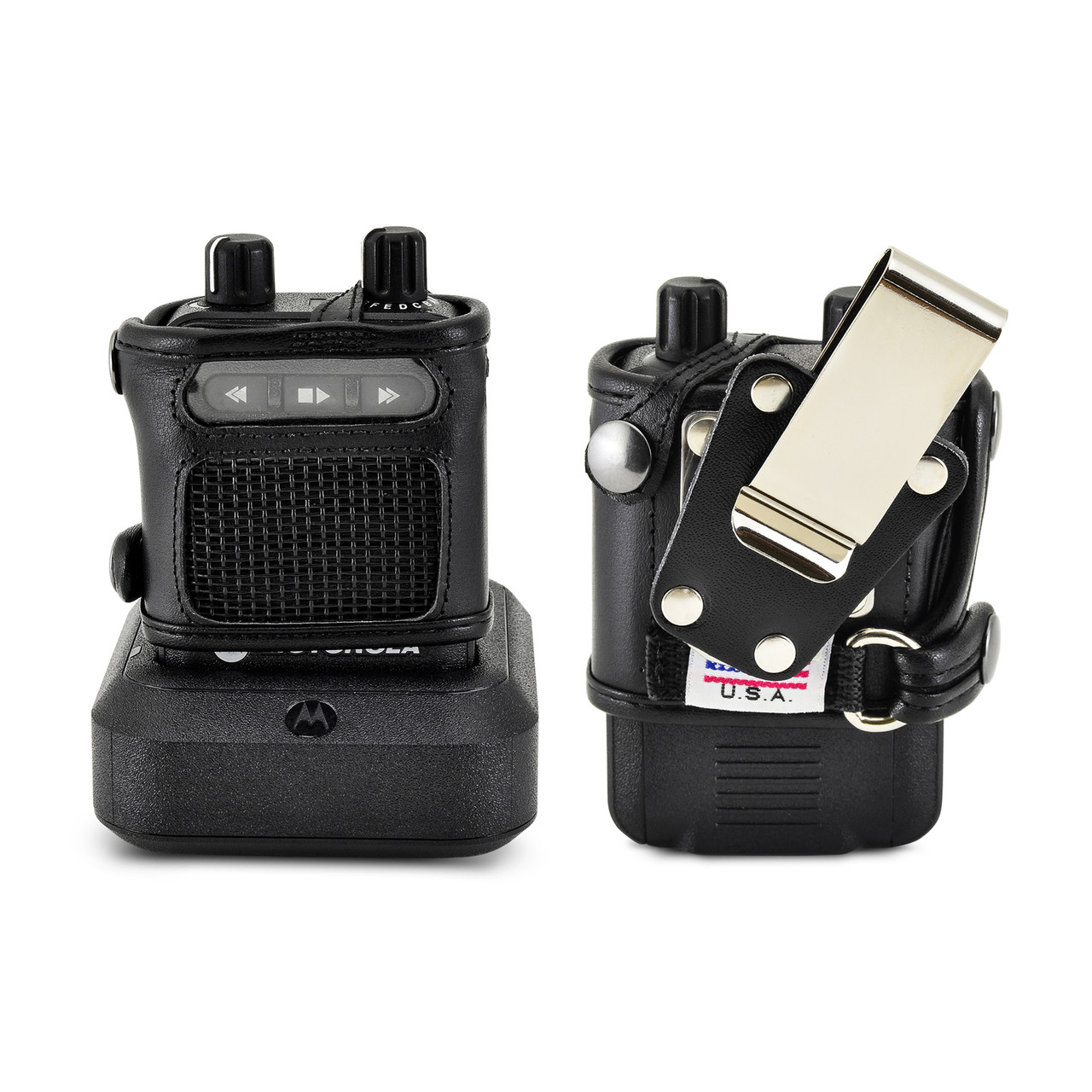 Radio Shoulder Strap Turtleback FF EMS EMT Black Leather Adj with Sway ...