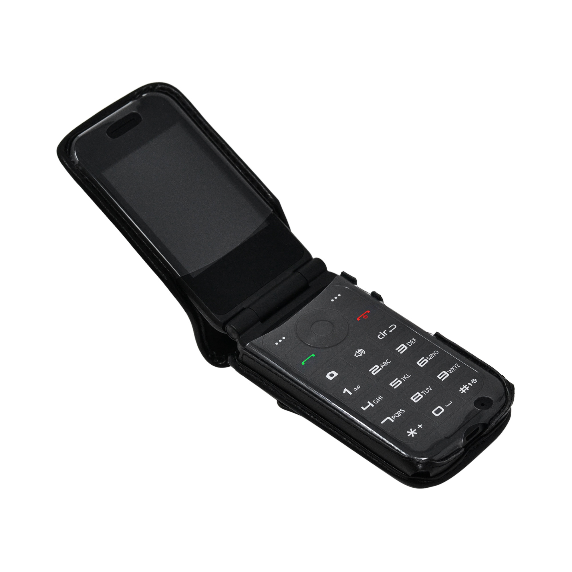 Consumer Cellular Link II 2 Fitted Case Black Leather with Ratcheting ...