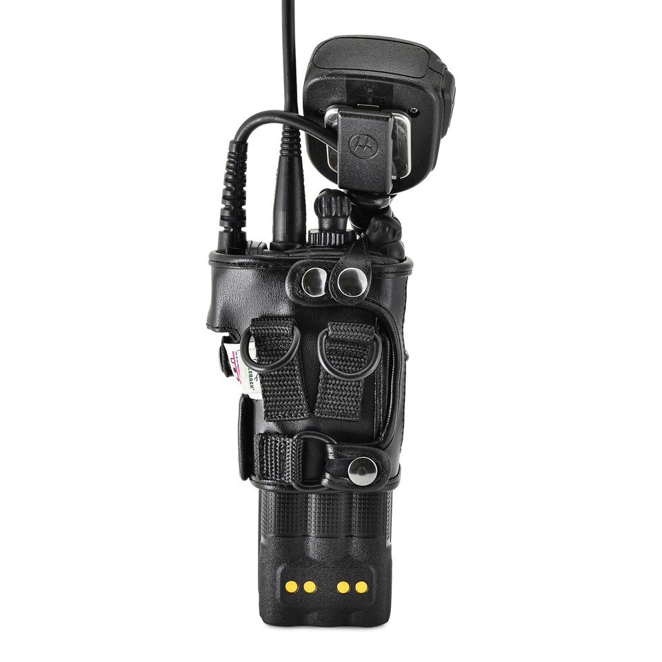 Motorola XTS 3000 2 Way Radio D Rings Holder Black Leather