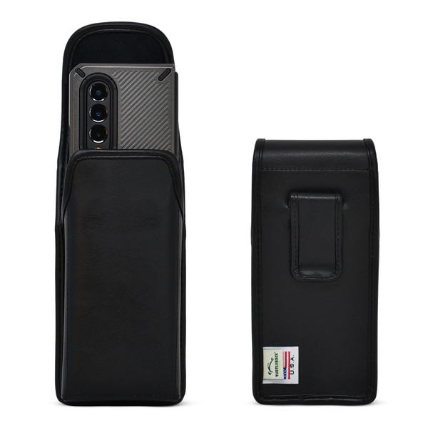 Galaxy Z Fold3 Vertical Leather Holster with Belt Clip