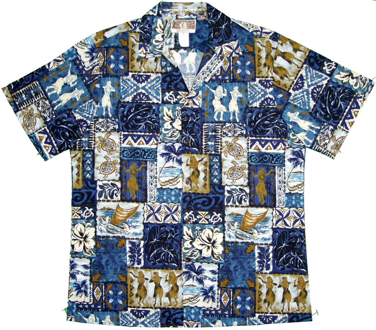 Hula Girl Honu Outrigger Men's Hawaiian Shirt - OhanaWear