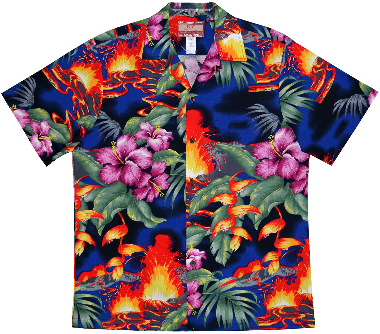 Hibiscus Heliconia Volcano Men's Hawaiian Shirt - OhanaWear