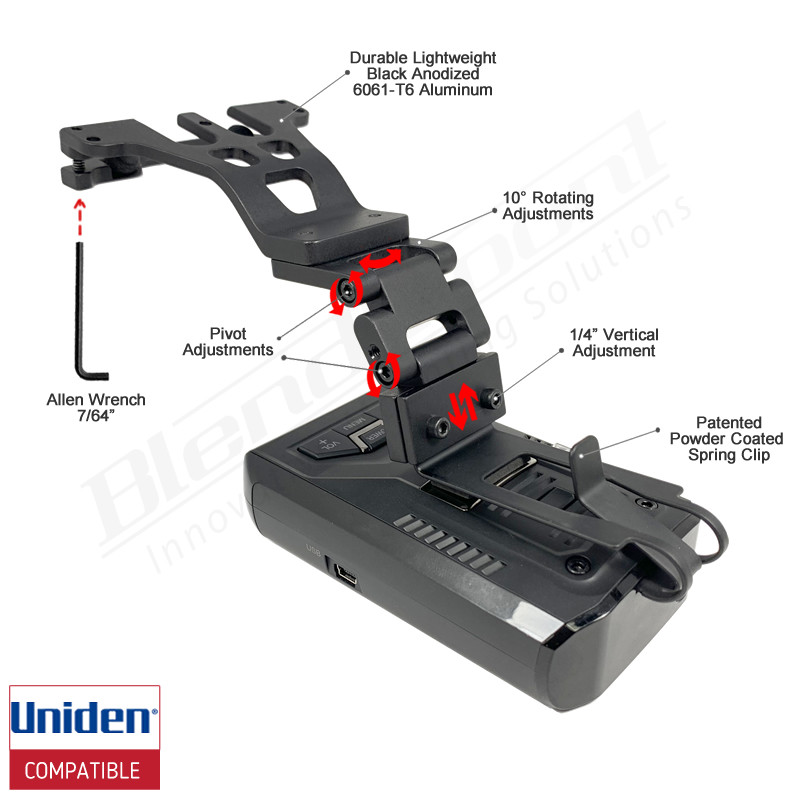 BNR-2028 Uniden R1, R3, DFR8, DFR9 Radar Mirror Mount