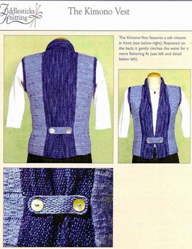 Kimono Vest pattern by Fiddlesticks Knitting