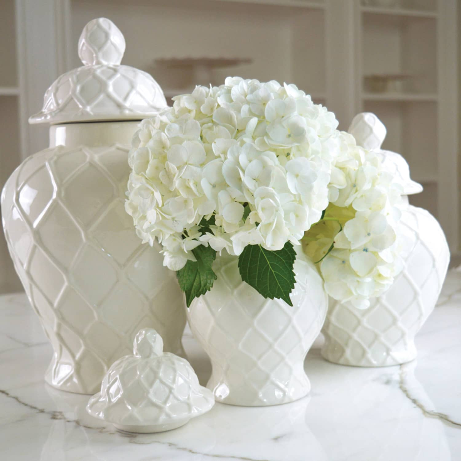 White Extra Large Textured Ginger Jar - 8 Oak Lane