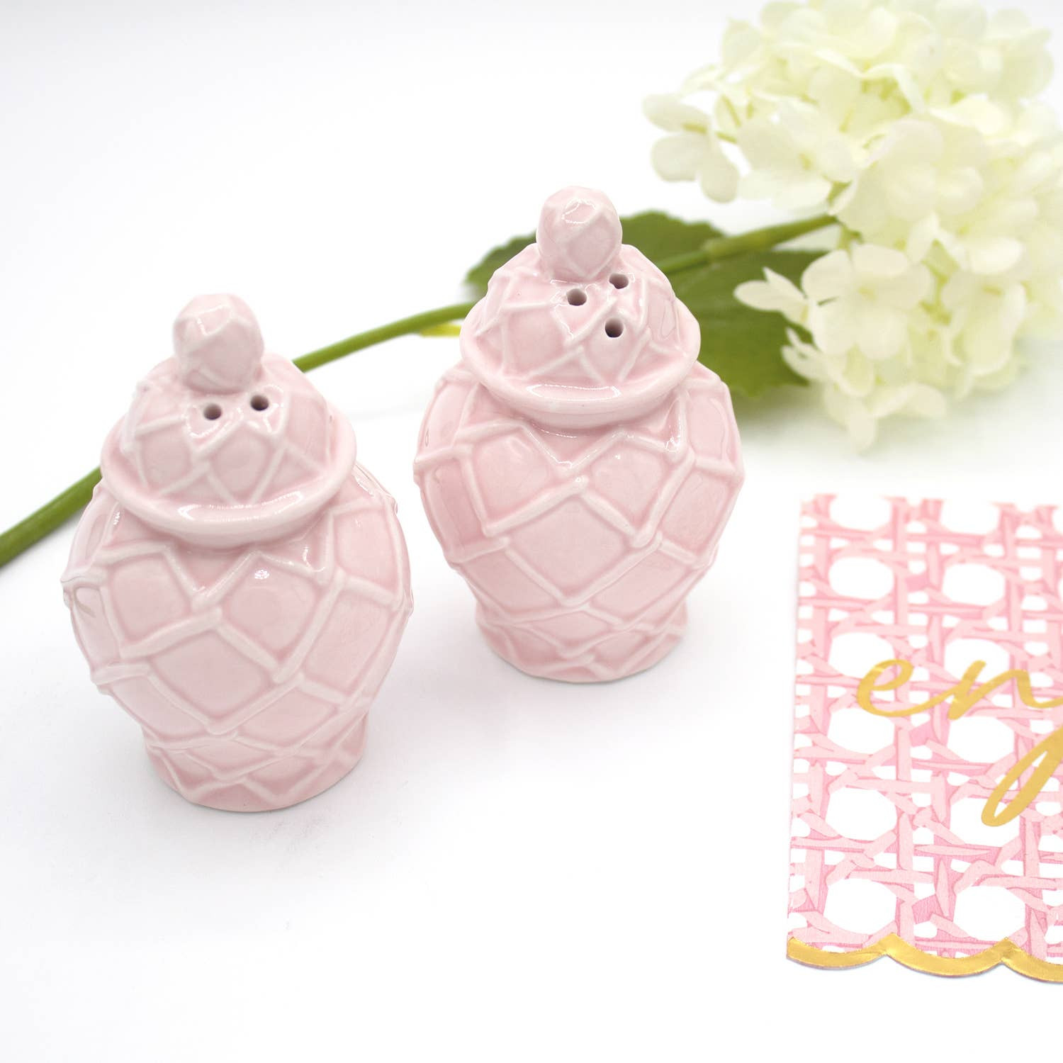 Pink Textured Jar Salt & Pepper Shaker Set - 8 Oak Lane