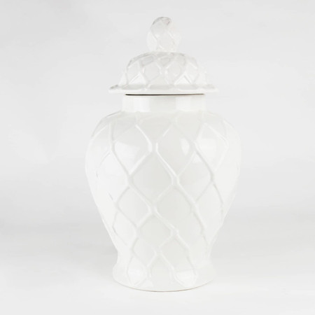 White Extra Large Textured Ginger Jar - 8 Oak Lane