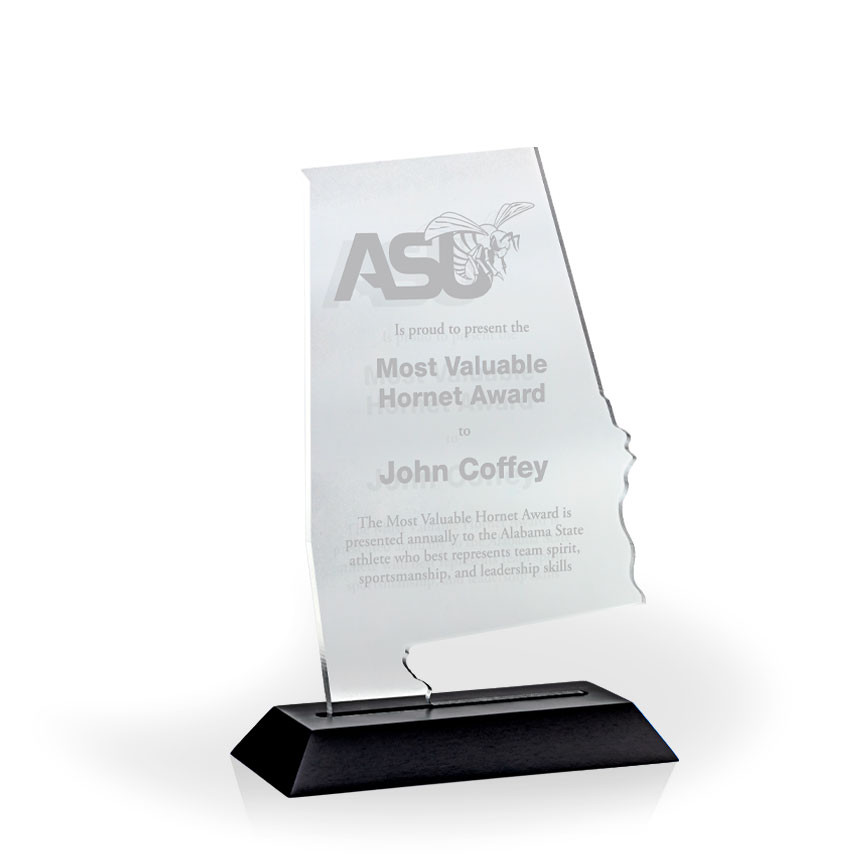 Alabama Award with Black Wood Base - Engraved | Acrylic Awards ...